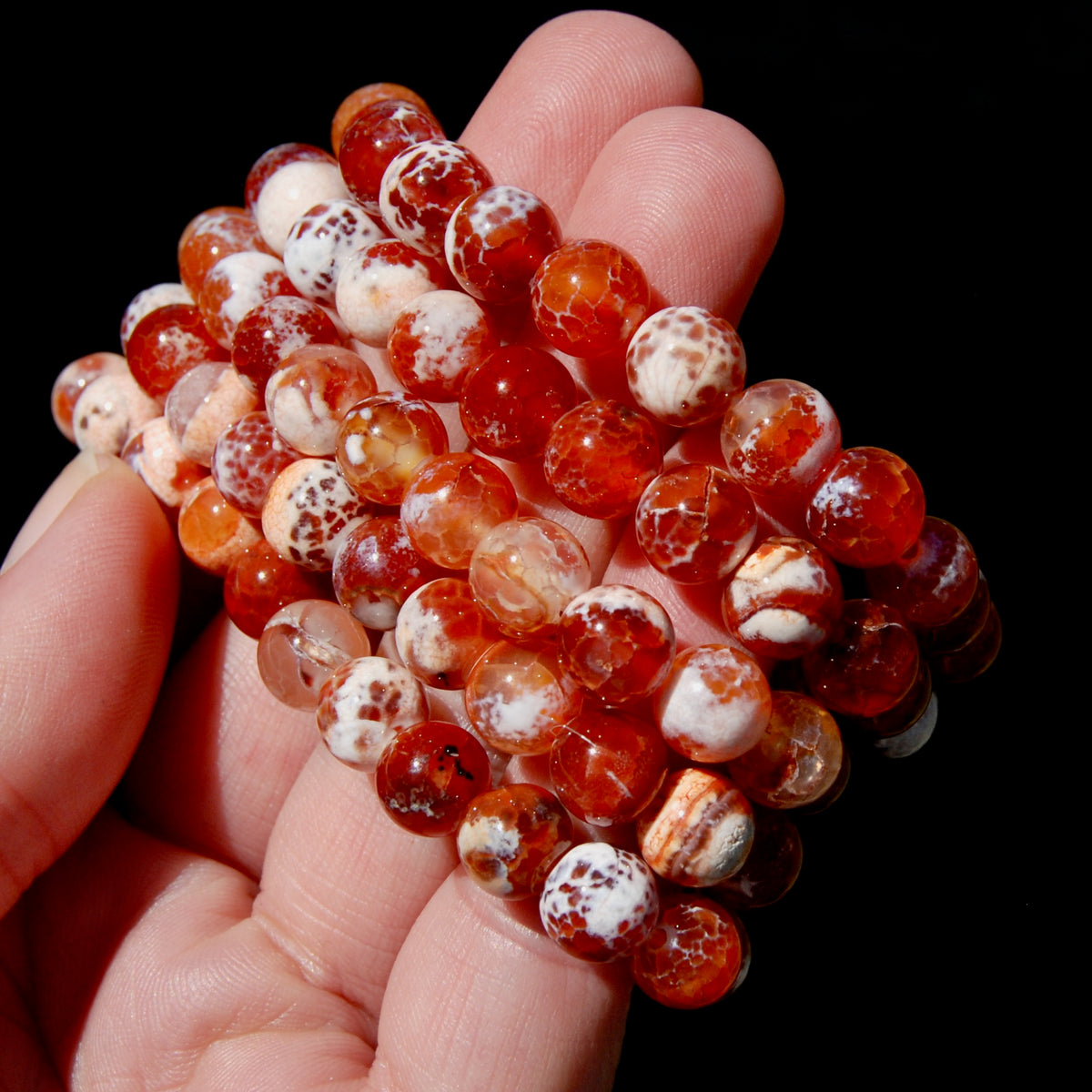 Mexican Fire Agate Crystal Bracelet, 8mm Beads – Caspar Curiosities