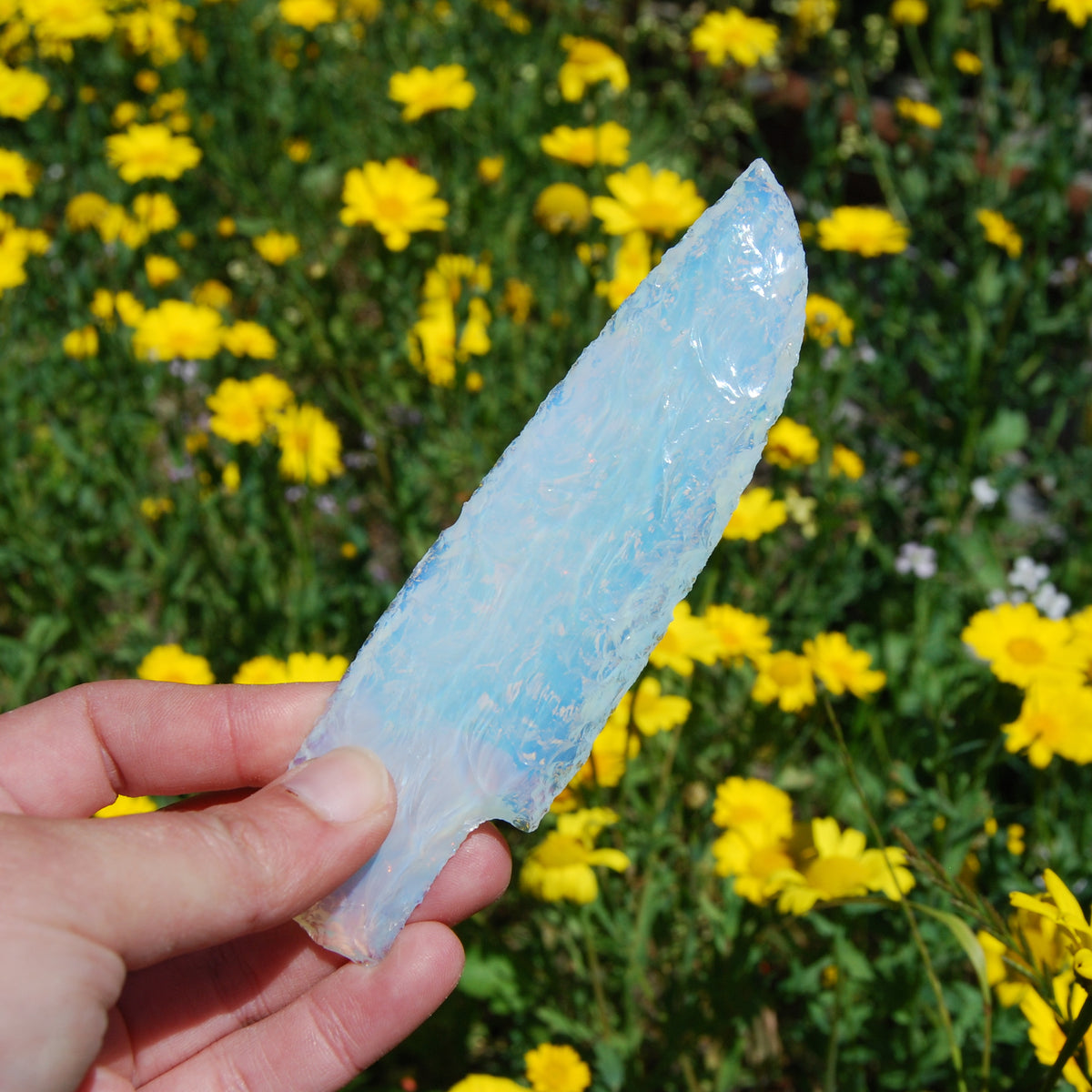 Hand Knapped Opalite Crystal Knife Blades 5.5in – Caspar Curiosities