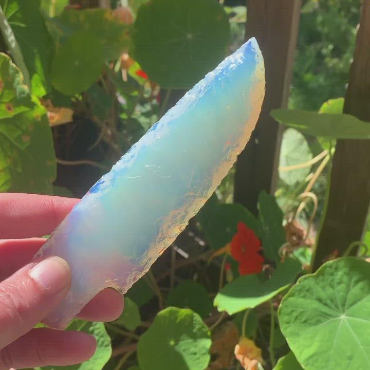 Hand Knapped Opalite Crystal Knife Blades 5.5in – Caspar Curiosities