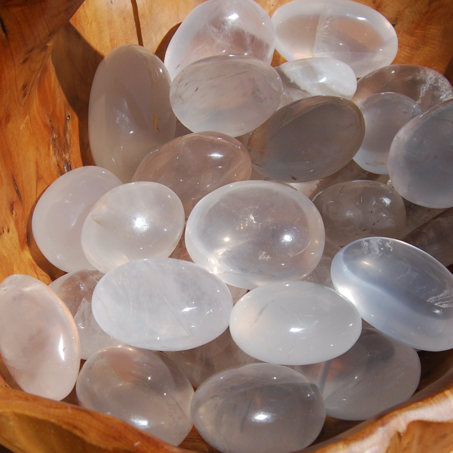 ONE Glowing Girasol Clear Quartz Crystal Palm Stone